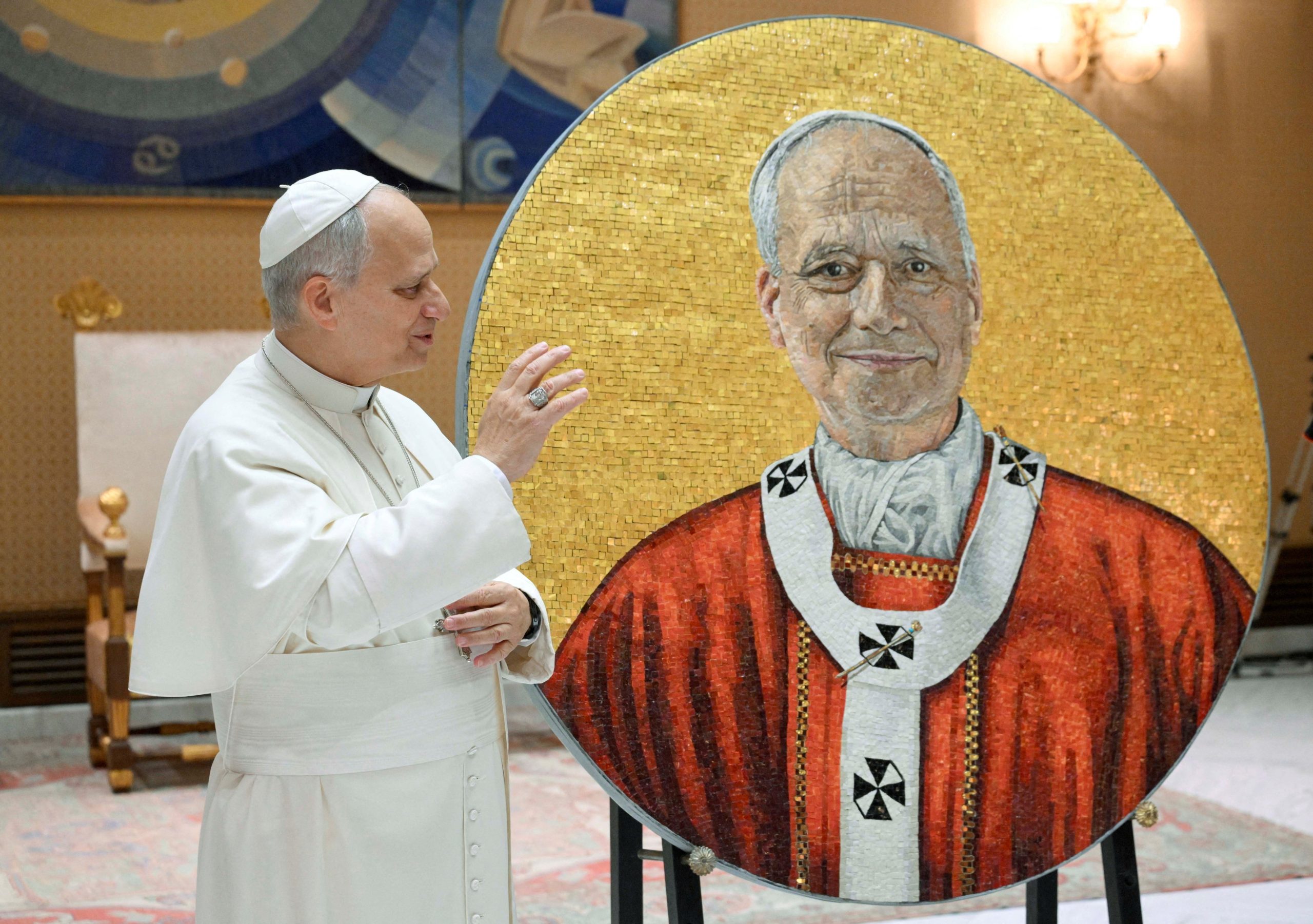 Vatican completes official mosaic portrait of Pope Leo XIV for papal ...